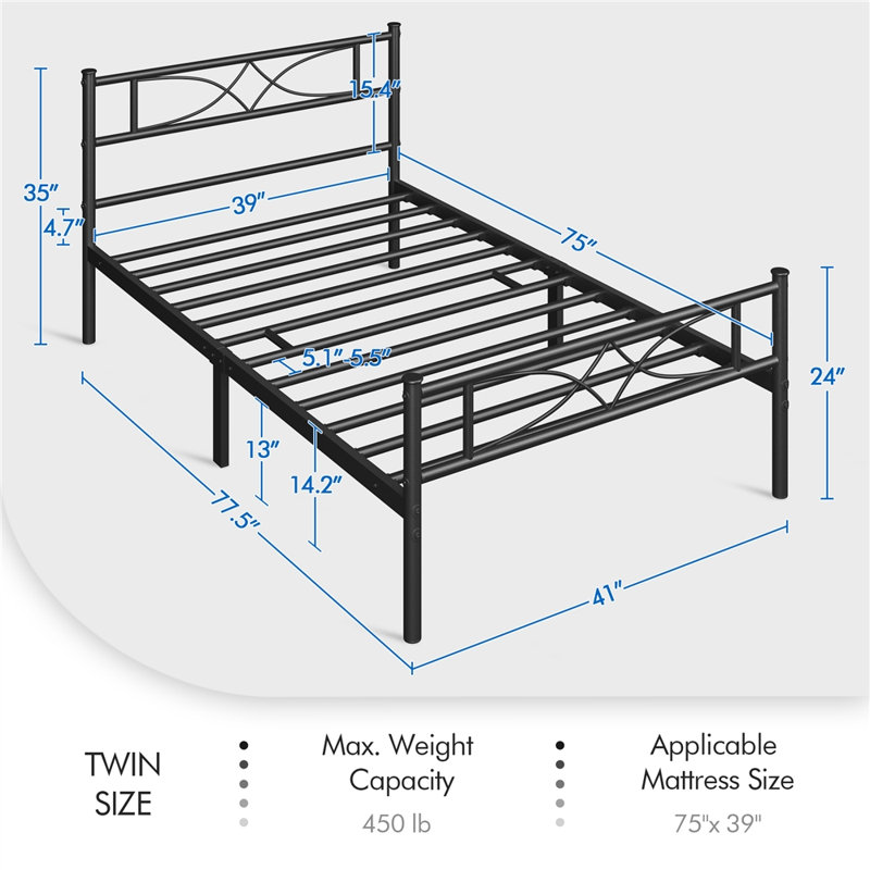 Lark Manor Anelis Metal Bed Frame Platform Bed Mattress Foundation With Curved Design Headboard